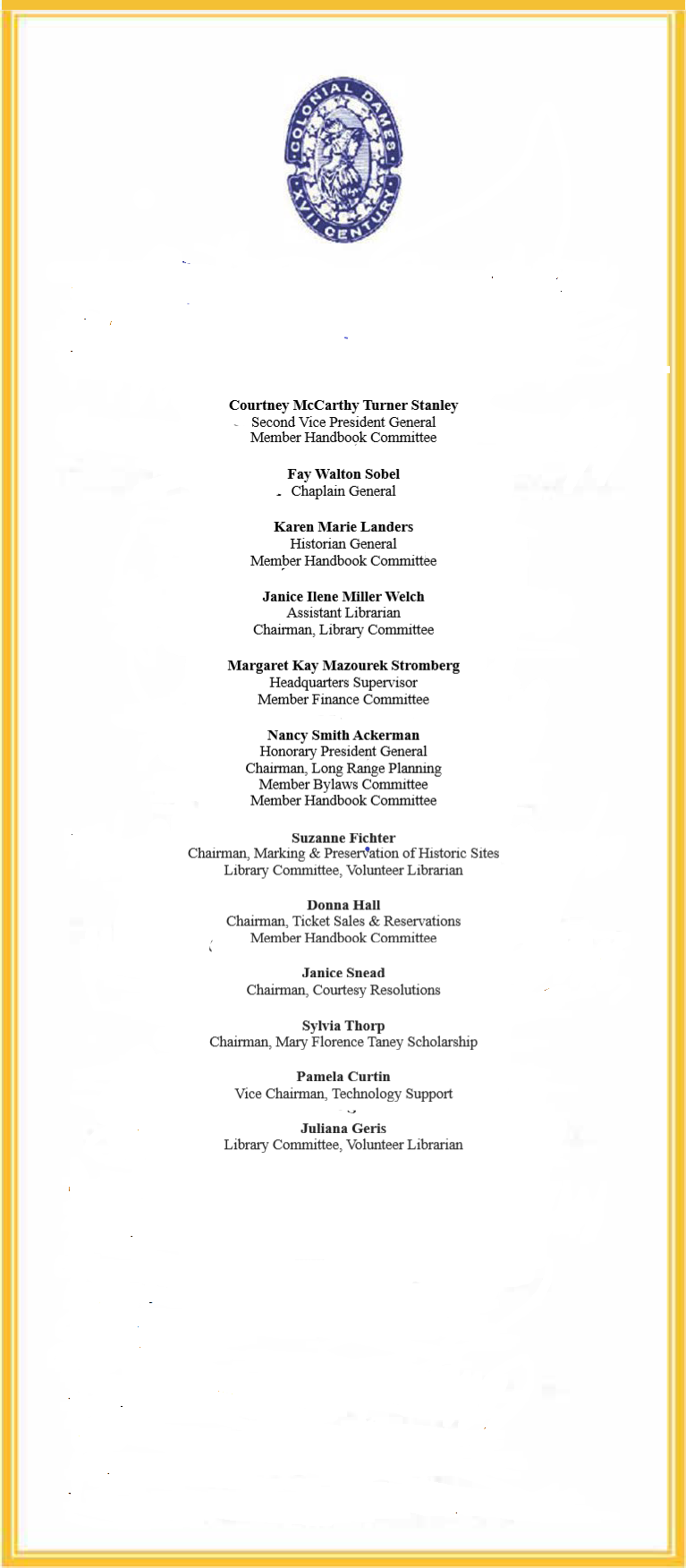 Dames at National | Virginia Society Colonial Dames XVII Century